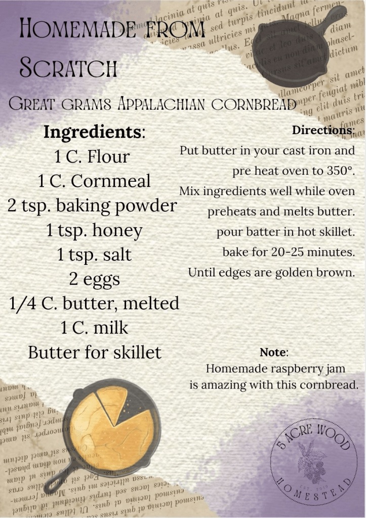 From Scratch: Great Grams Appalachian Cornbread – 5 Acre Wood Homestead